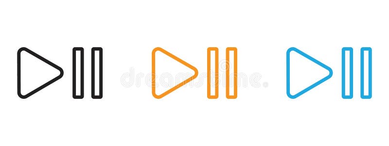 Play Pause Icon Thin Line Illustration Set Stock Vector - Illustration ...