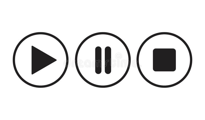 Play, Pause, and Stop Button Icon Stock Vector - Illustration of ...