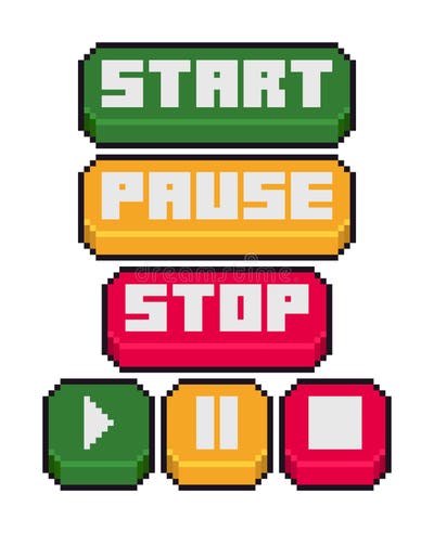Play Pause Stop Button in Pixel Art Vector Stock Vector - Illustration ...