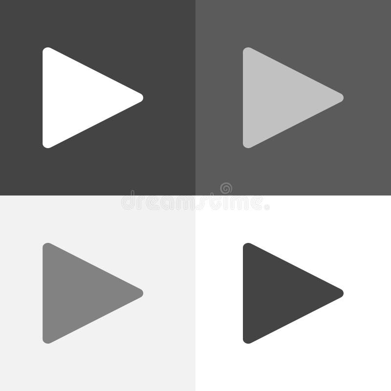 Play Press Button Icon Set on White-grey-black Color. Stock Vector ...