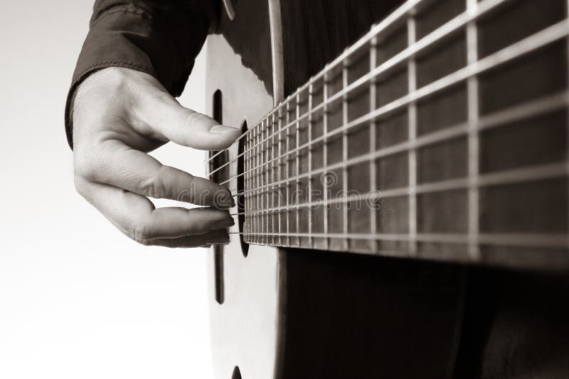 Play the Right Hand on Classical Guitar. Music in Human Life Stock ...