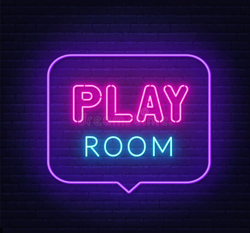 Play Room Neon Sign on Brick Wall Background. Stock Vector ...