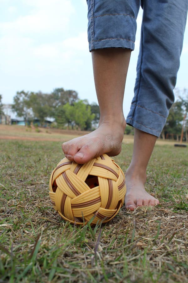 A sepak takraw ball stock photo. Image of equipment, rattan - 38120442