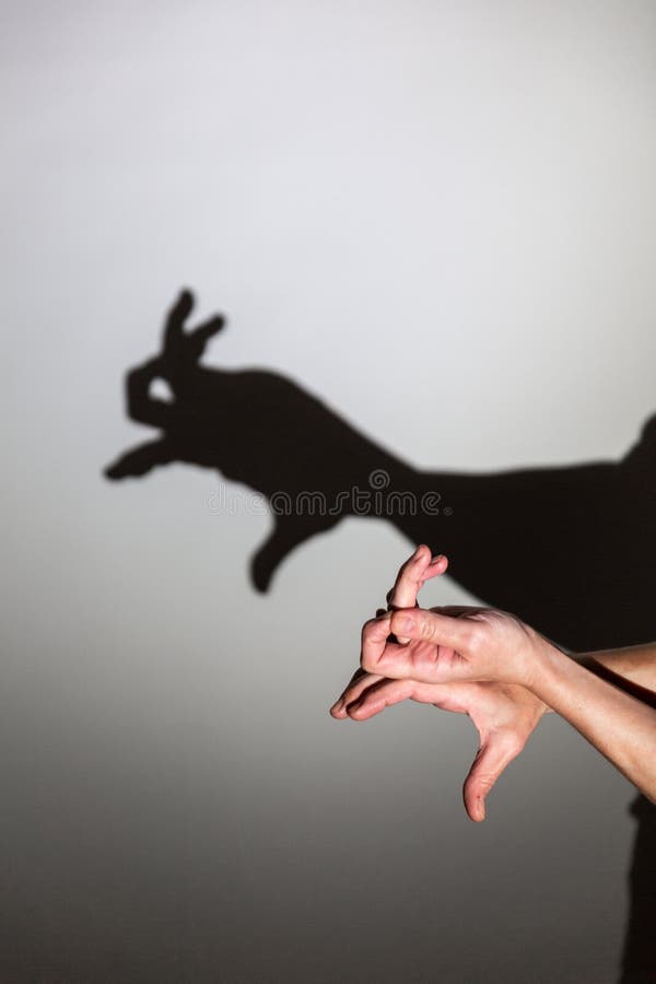 Play Shadow Projected Against a White Background. a Rabbit Stock Photo ...