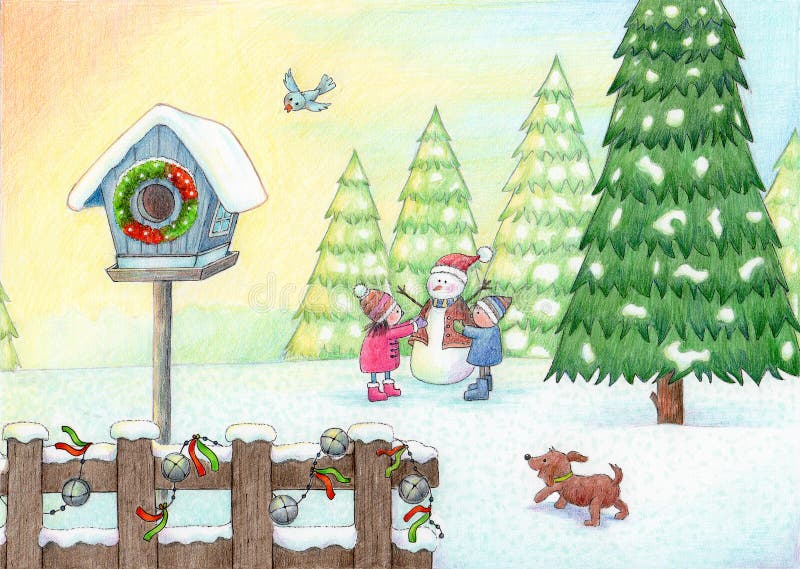 Play in the Snow stock illustration. Illustration of artistic - 33136466