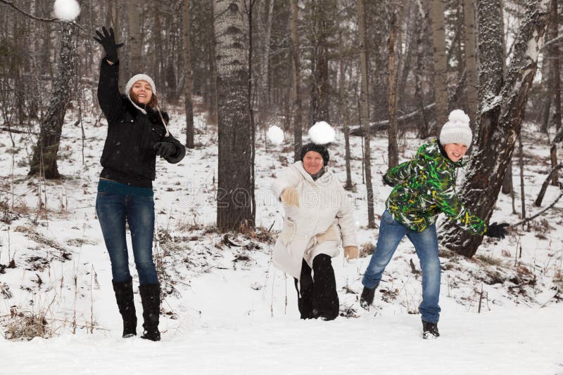 Play snowballs stock photo. Image of cheerful, expressing - 27553142