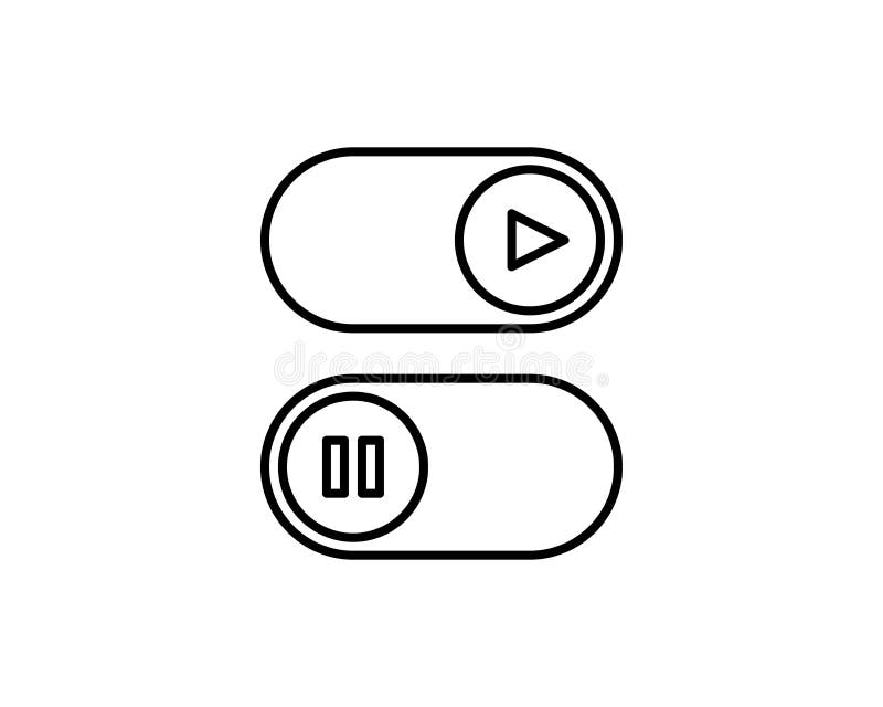 Play and Stop Button Outline Icon Vector Illustration . Switch Buttons ...