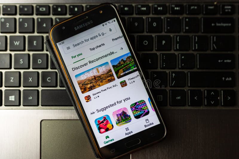 Play Store Application, Home Menu on Smartphone Screen Pixelated Close ...