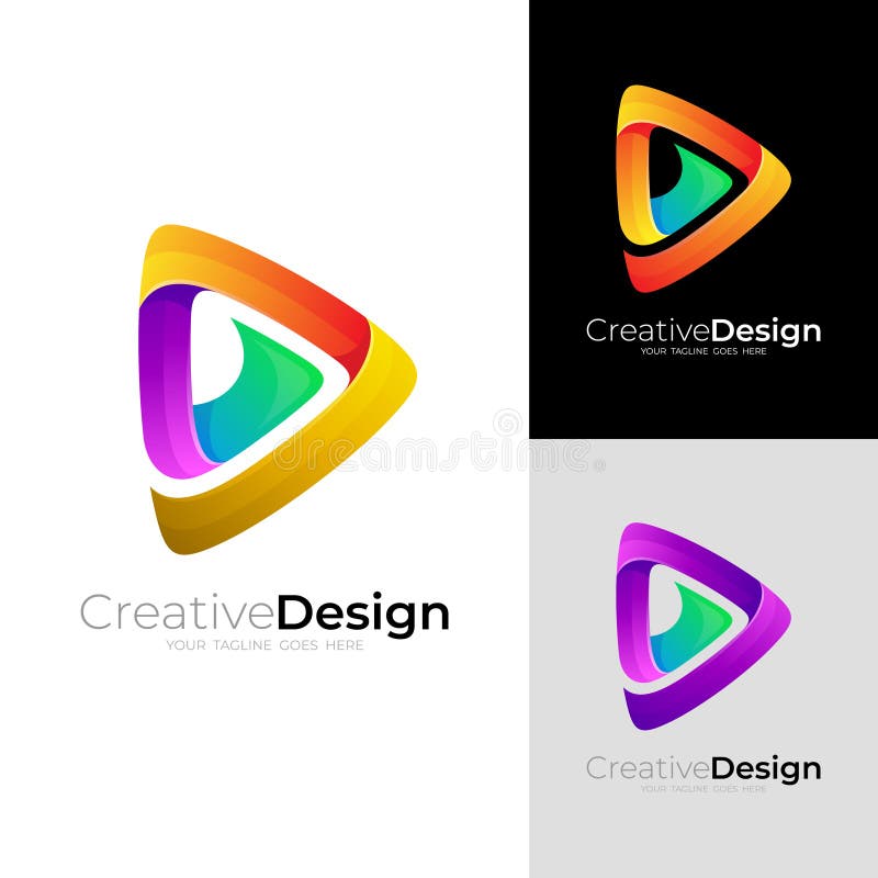 Play Technology Logo Template, 3d Colorful Logos Stock Vector ...