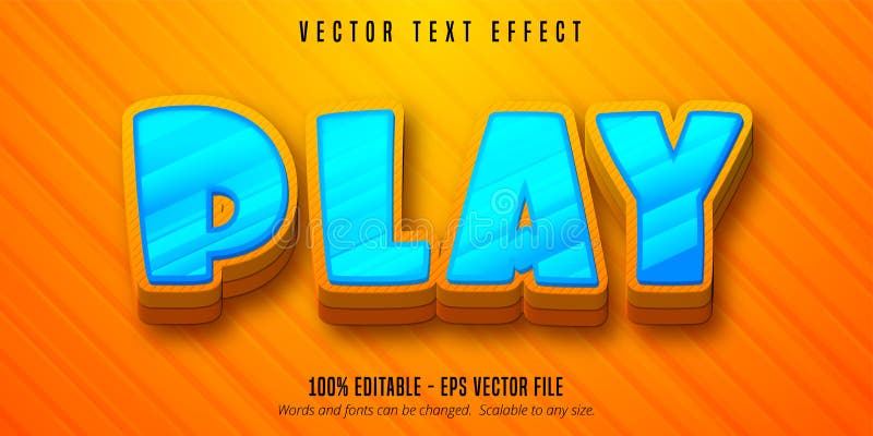 Play Text, Cartoon Style Editable Text Effect Stock Vector ...