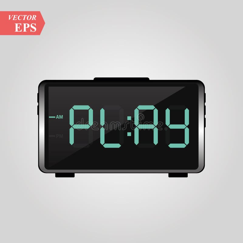 Play Time Written on a Digital Alarm Clock Concept Line Art in Flat ...