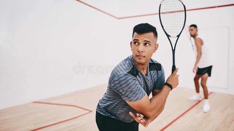 Play it To Win it. Two Young Men Playing a Game of Squash. Stock Photo ...