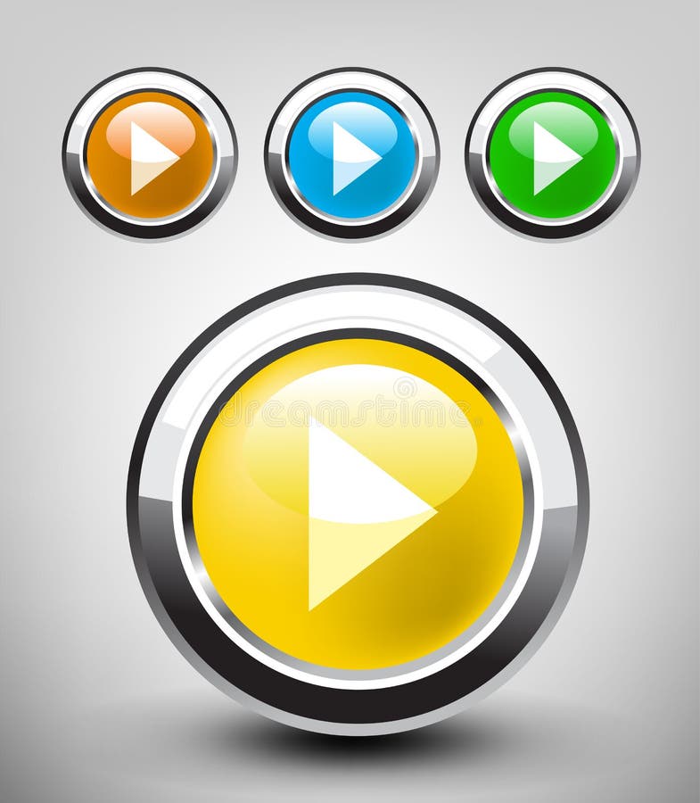 Glossy play button set stock vector. Illustration of yellow - 6787741