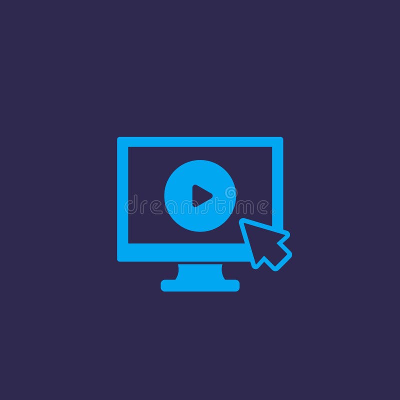 Play Video Button on Screen Vector Icon Stock Vector - Illustration of ...