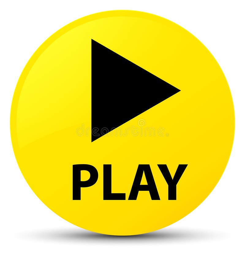 Play yellow round button stock illustration. Illustration of sign ...