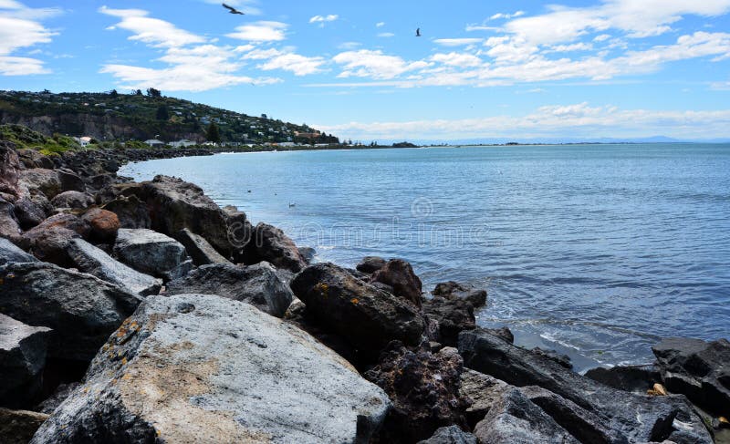 Playa Costera Christchurch - Nueva Zelanda De Sumner Imagen de archivo ...