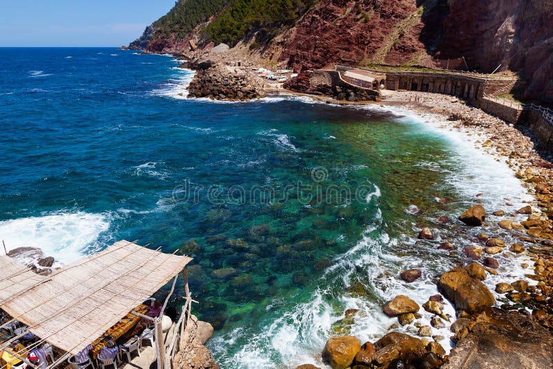 Playa De La Roca De Estellencs, Mallorca Foto de archivo - Imagen de ...