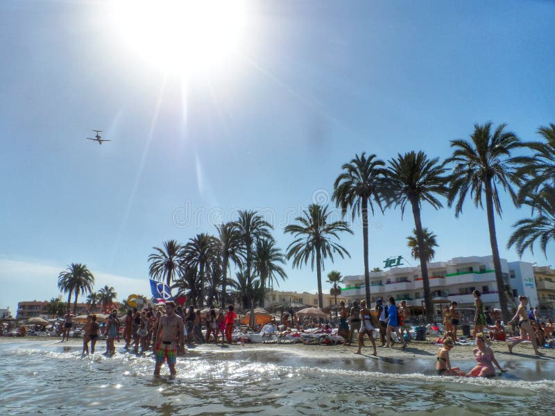 Playa den bossa beach editorial stock photo. Image of spain - 45579498
