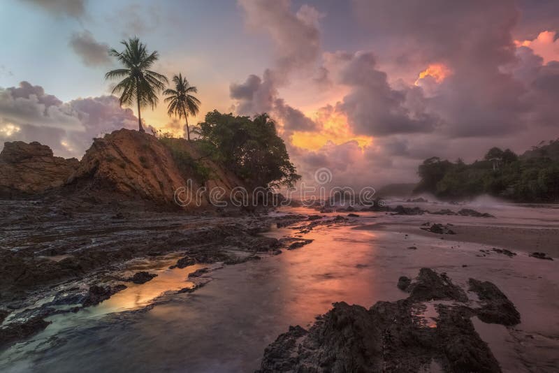 Playa Dominicalito Beach, Costa Rica Stock Photo - Image of ...