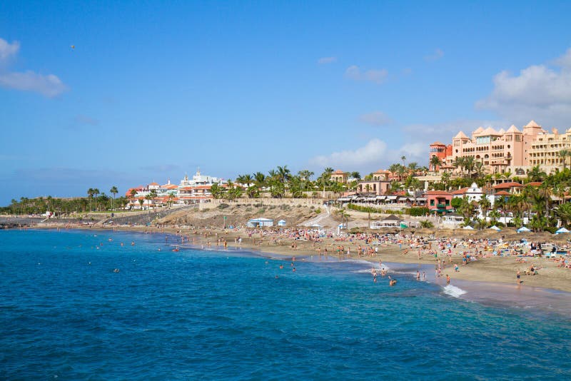 Playa De Fanabe at Tenerife, Canary Islands, Spain Stock Photo - Image ...
