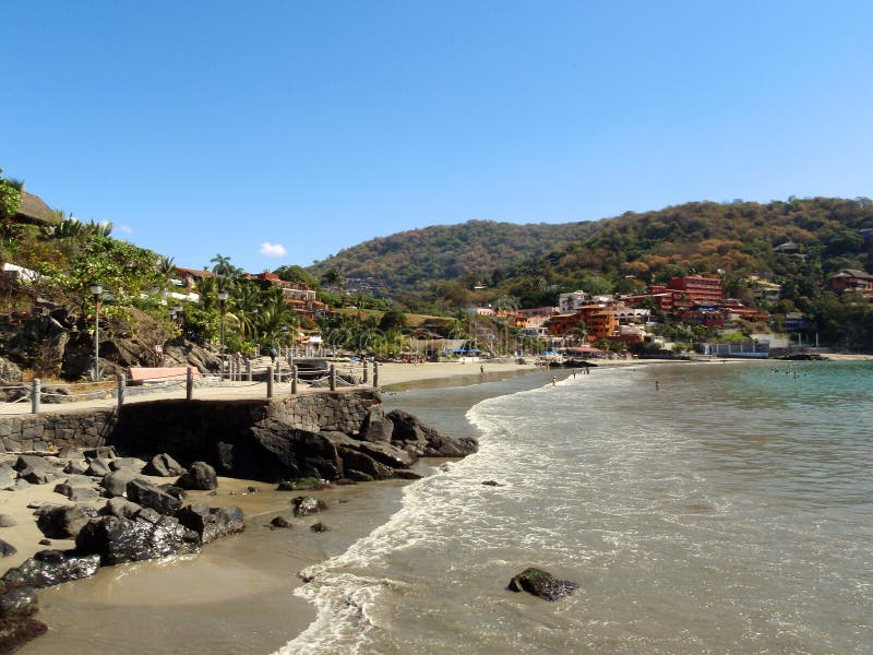 Playa La Ropa Beach, Zihuatanejo Stock Photo - Image of ocean, rocky ...