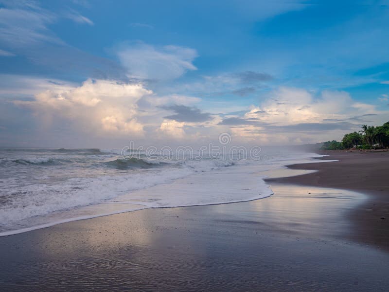 Dawn Scene at Playa Ostional Costa Rica Stock Photo - Image of palm ...