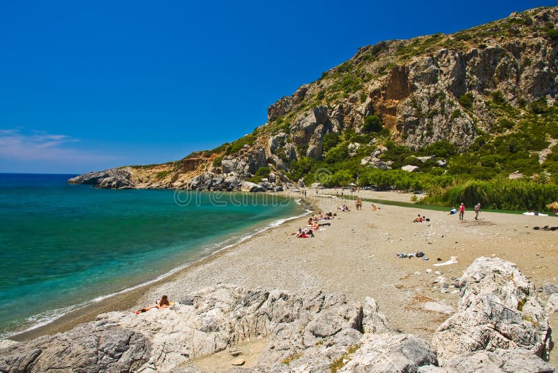 Playa Preveli, Crete Grecia Imagen de archivo - Imagen de coastline ...