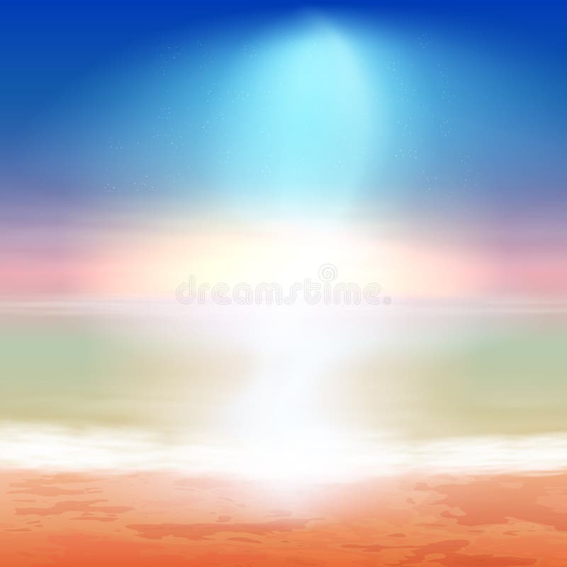 Playa Y Mar Azul Fondo Tropical Ilustración del Vector - Ilustración de ...