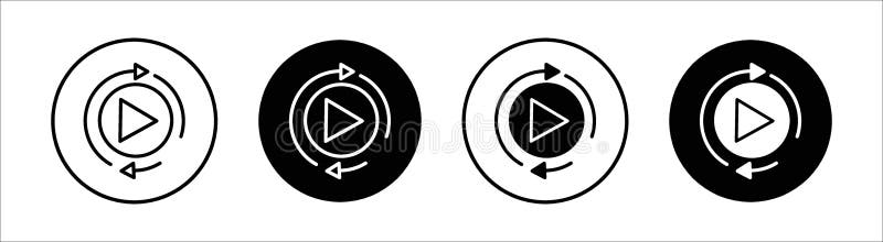 Playback Flat Line Icon Set. Playback Thin Line Illustration Vector ...