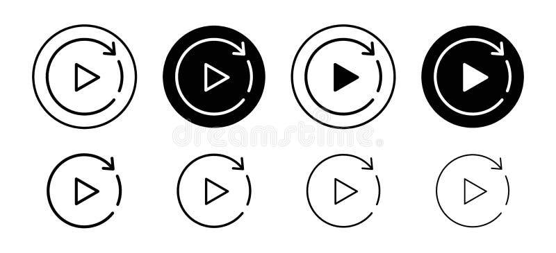 Playback Vector Icon Set Collection. Playback Outline Flat Icon Stock ...