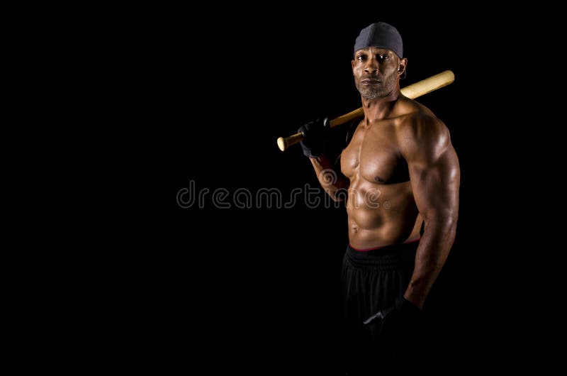 Player with Baseball Bat on Shoulder Stock Image - Image of bicep ...