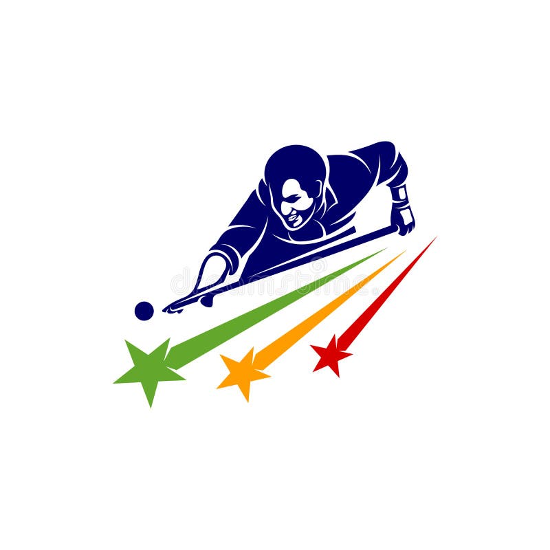 Player Billiards with Star Logo Design Vector. Illustration Stock ...