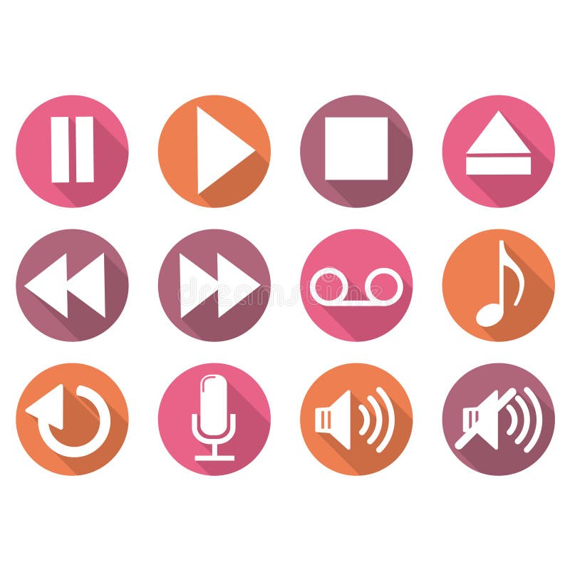 Player buttons icons stock vector. Illustration of shadow - 57872480