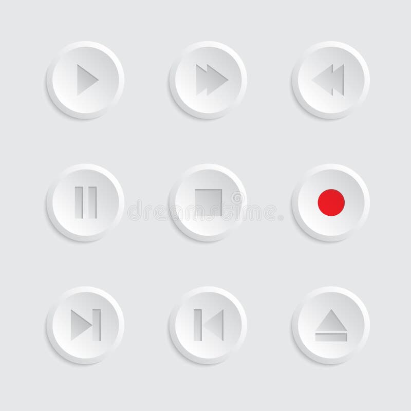 Player Buttons Set White Color. Vector Illustration Stock Vector ...