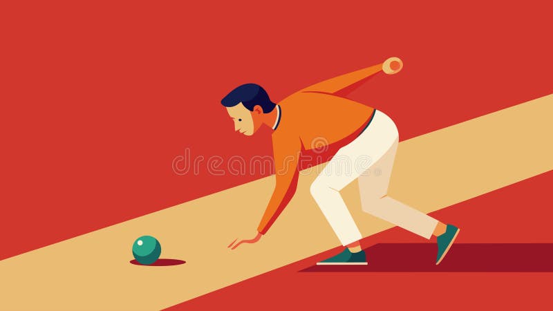 A Player Carefully Eyeing the Slope of the Bocce Court Considering How ...