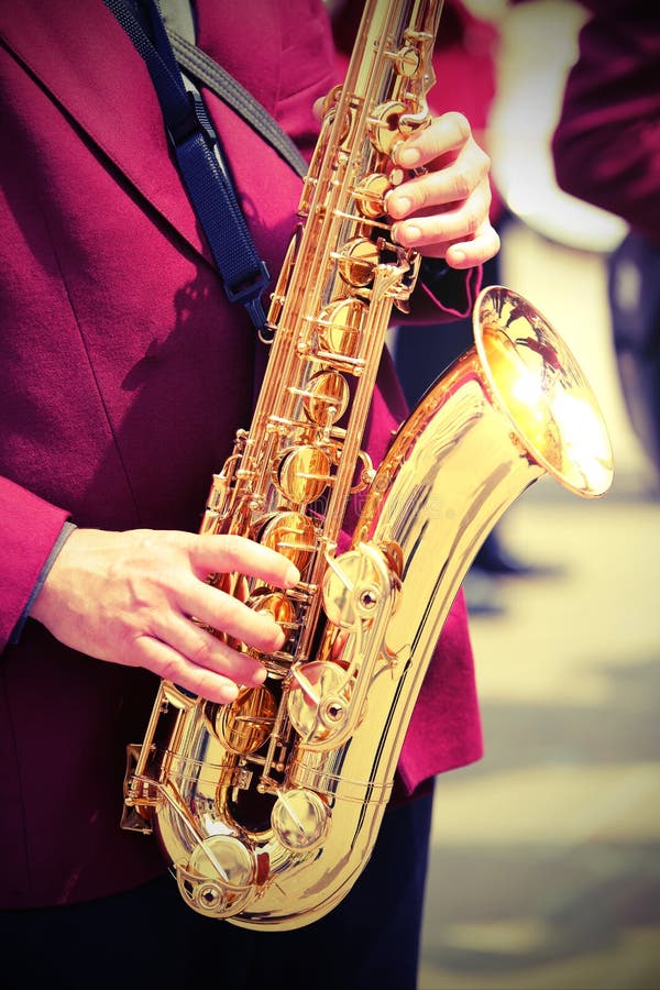 Player and the Golden Saxophone during the Live Concert Stock Image ...