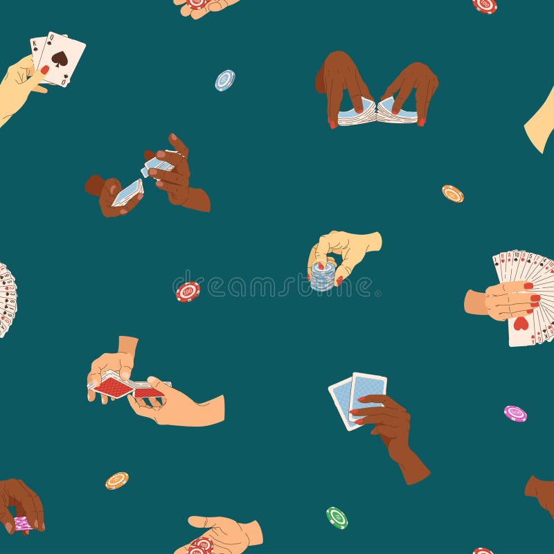 Player Hands Seamless Pattern. Vector Illustration of Playing Chips and ...