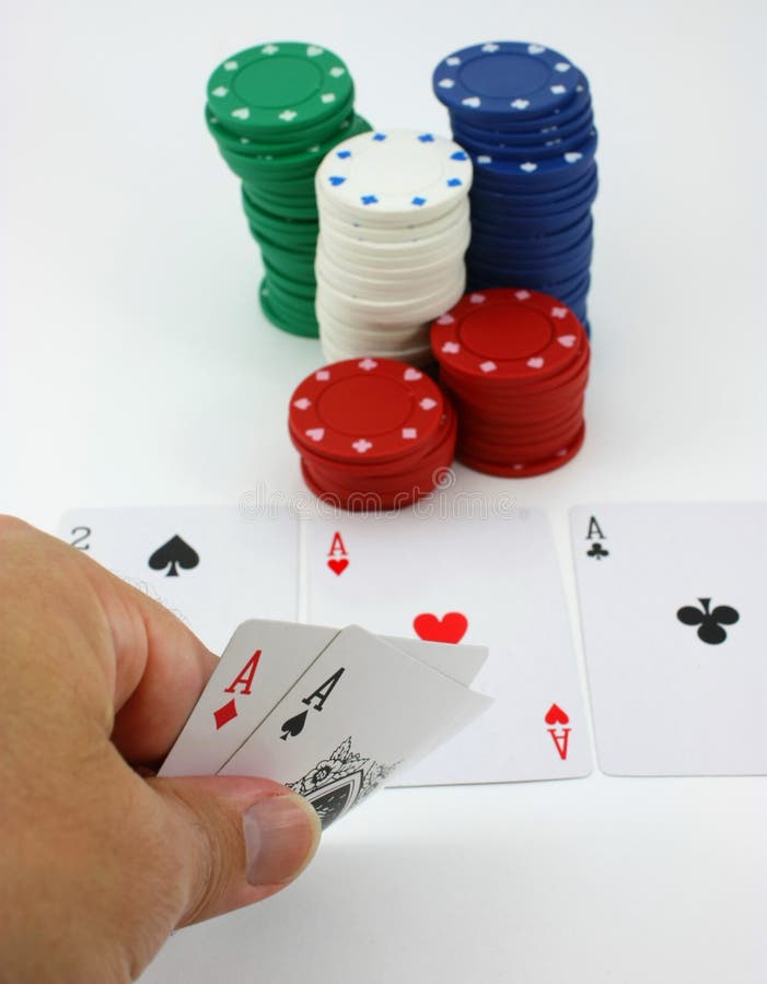 Player Has Pocket Aces, Four of a Kind Stock Photo - Image of winner ...