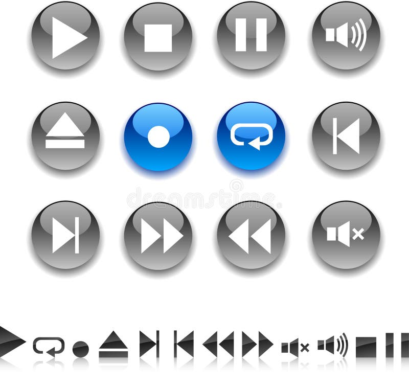 Player icon set. stock vector. Illustration of grey, player - 11365120