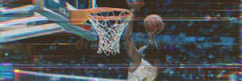 Buzzer Beater Shot during an Intense Basketball Game with a Retro VHS ...