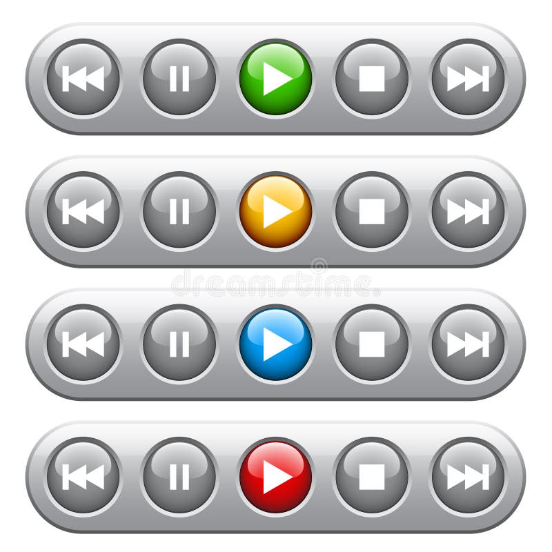Bold Simple Music Player Buttons Stock Vector - Illustration of player ...