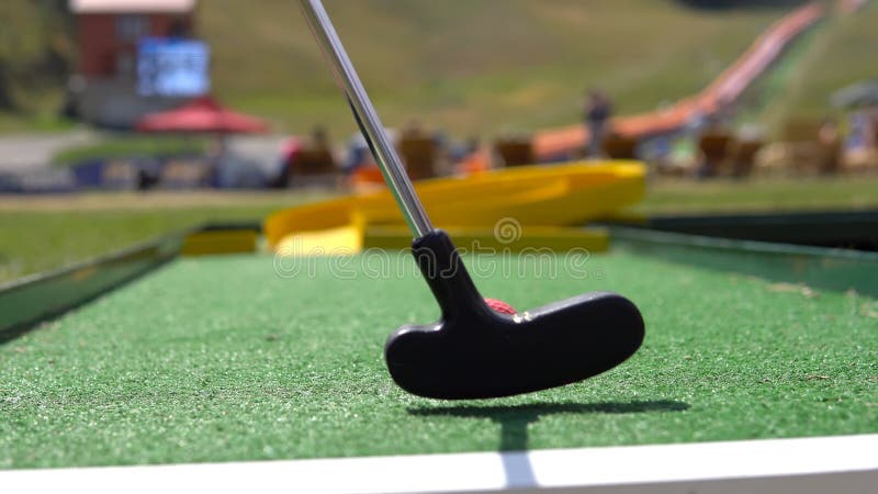 Player Play Mini Golf with Red Ball Stock Image - Image of field ...