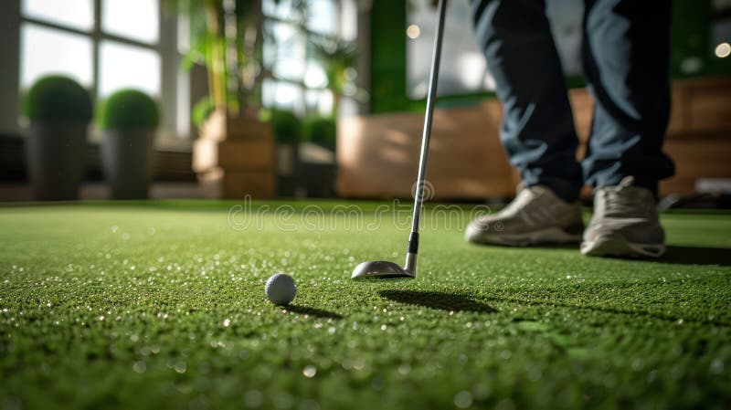 Player Practicing Their Putt on an Indoor Stock Illustration ...