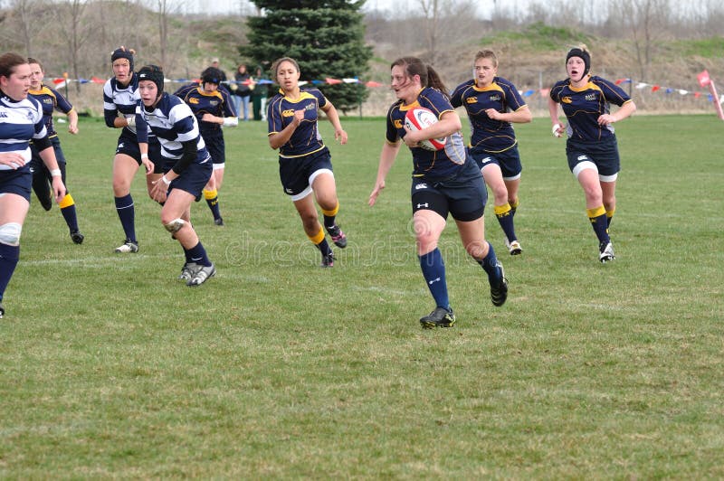Player Running with Ball in Women S Rugby Match Editorial Photo - Image ...