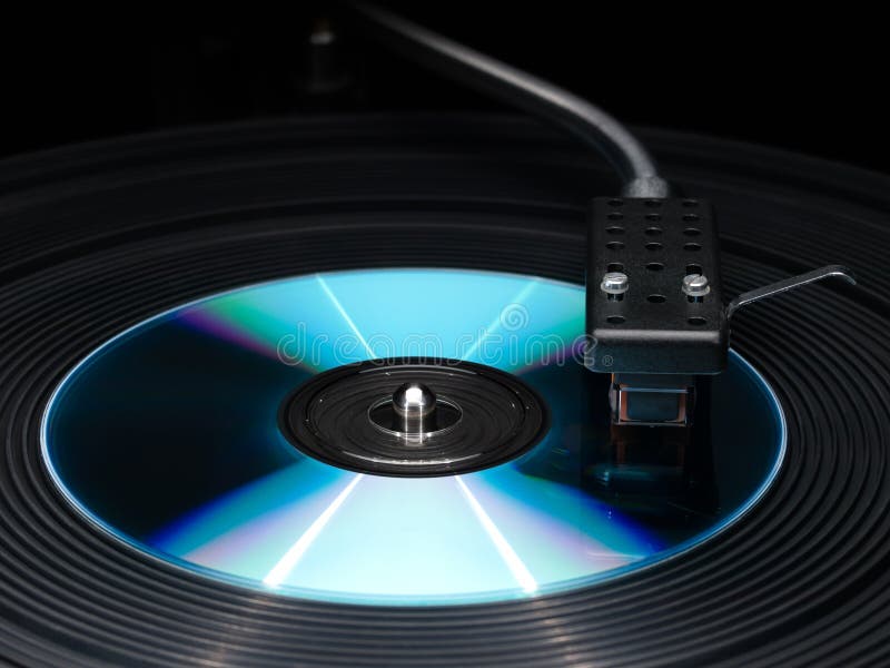 Player of Vinyl Disks and Compact Disk. Stock Image - Image of player ...