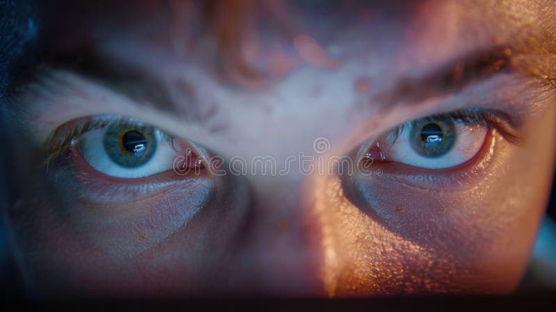 A Players Face Illuminated by the Bright Glow of Their Computer Screen ...