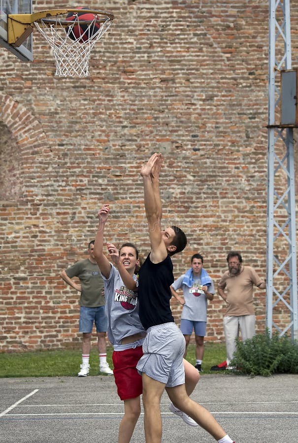 Players Follow Flight of the Ball Editorial Stock Image - Image of jail ...