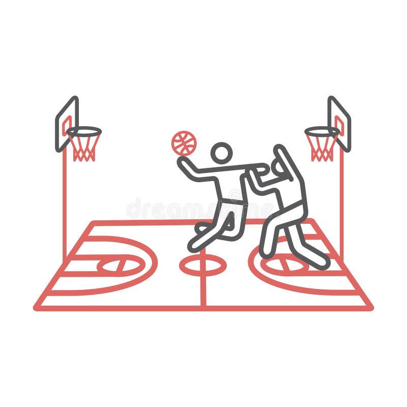 Players Play Basketball Line Icons. Vector Signs for Web Graphics ...