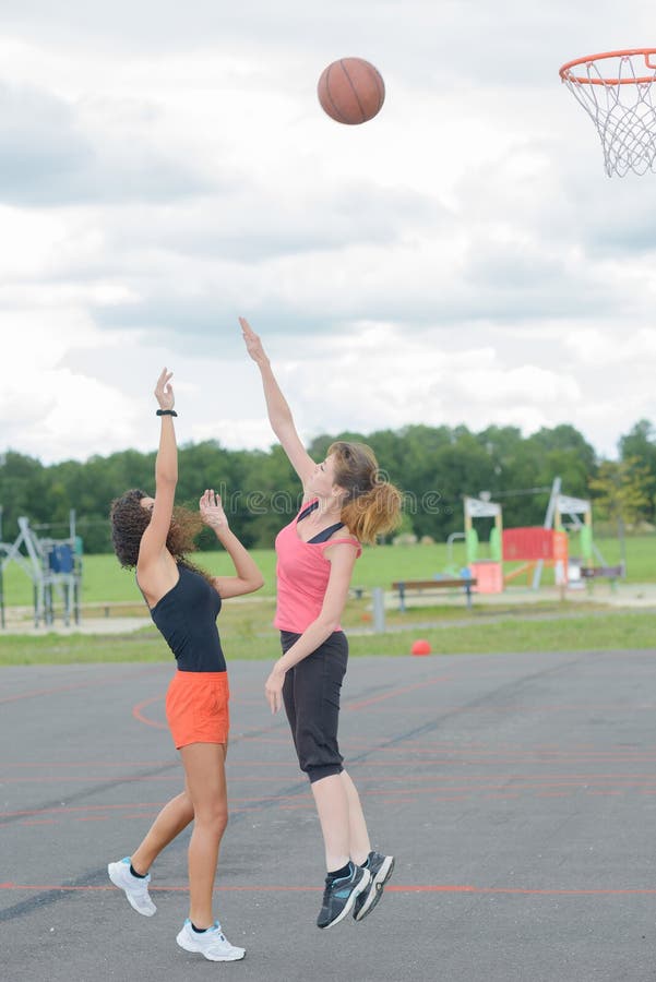 Players Practising Netball in Playground Stock Image - Image of jump ...