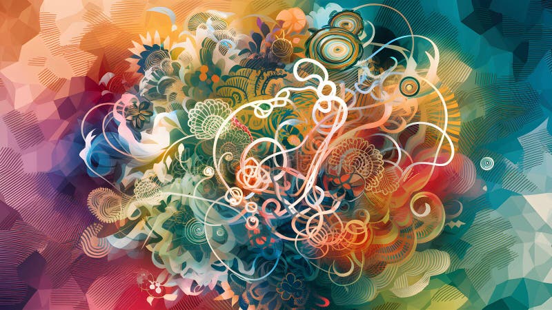 Playful Abstract Background with Doodles and Patterns Stock ...